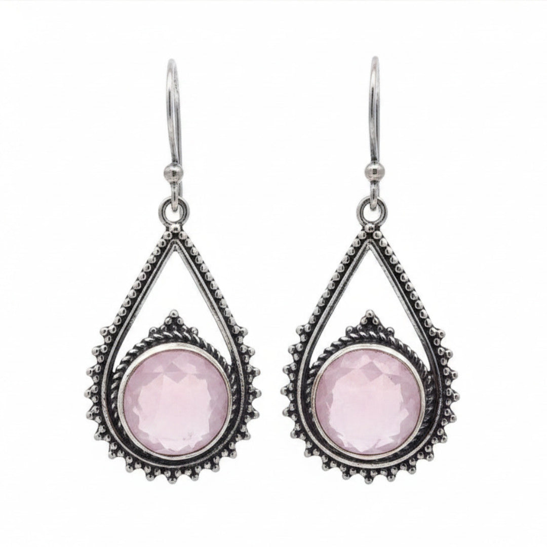 Onatah Onatah Sterling Silver Pear Shaped Rose Quartz Shep Hook ...